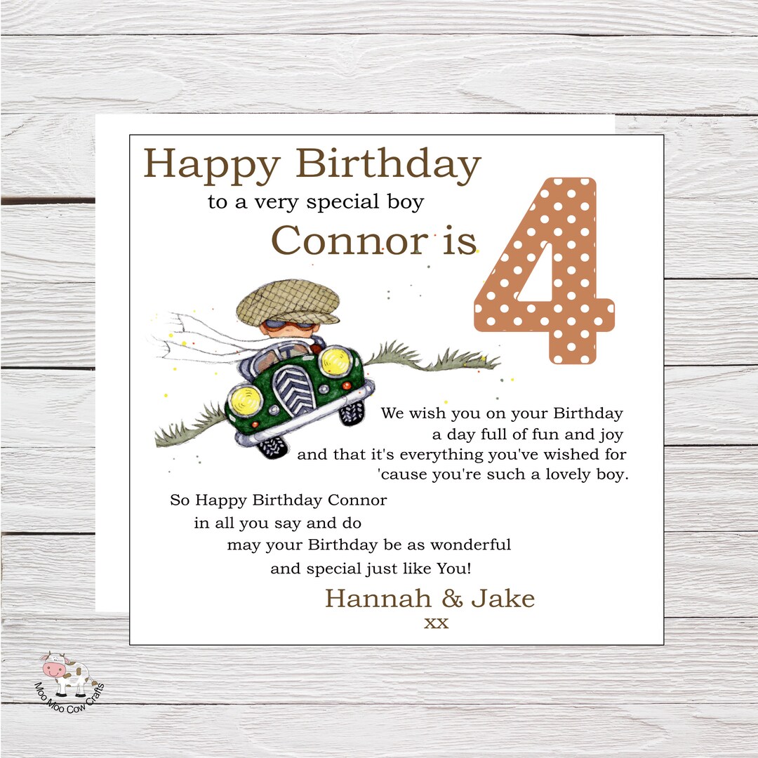 Racing Car Birthday Card for Boy:personalised Poem & Badge - Etsy