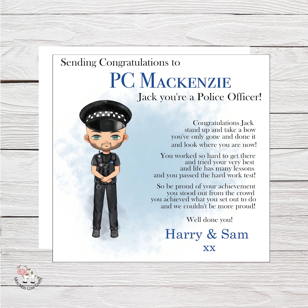 Congratulations to a New Police Officer, Newly Qualified Policeman Card, Male Police Woman Card ...
