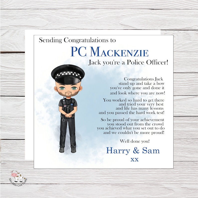 Personalised New Police Officer Card: Congratulations, Well Done - Etsy