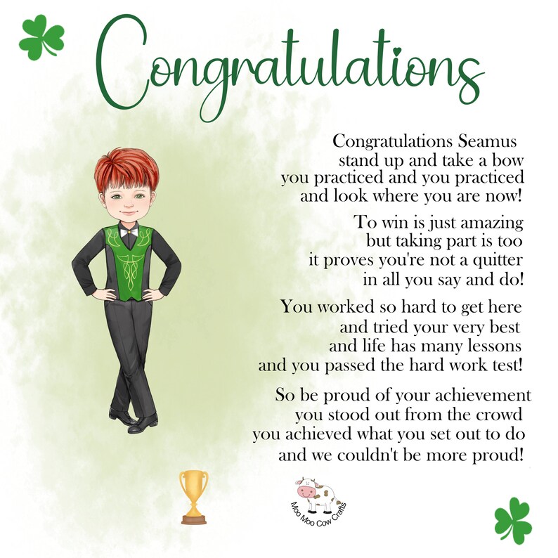 Congratulations Irish Dancing Card Congratulations on Your - Etsy