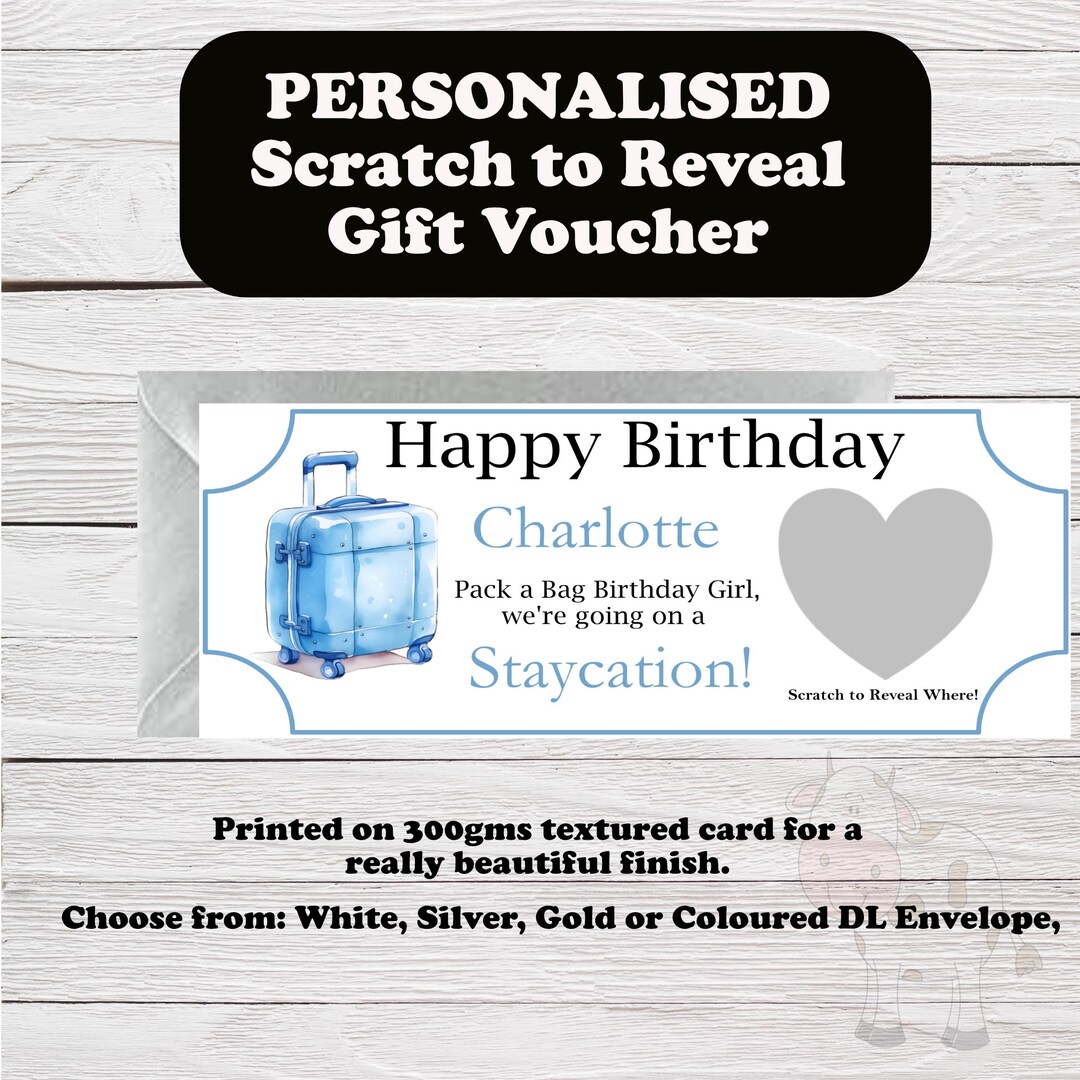 Scratch to Reveal Gift Voucher: Staycation Surprise, Personalised - Etsy