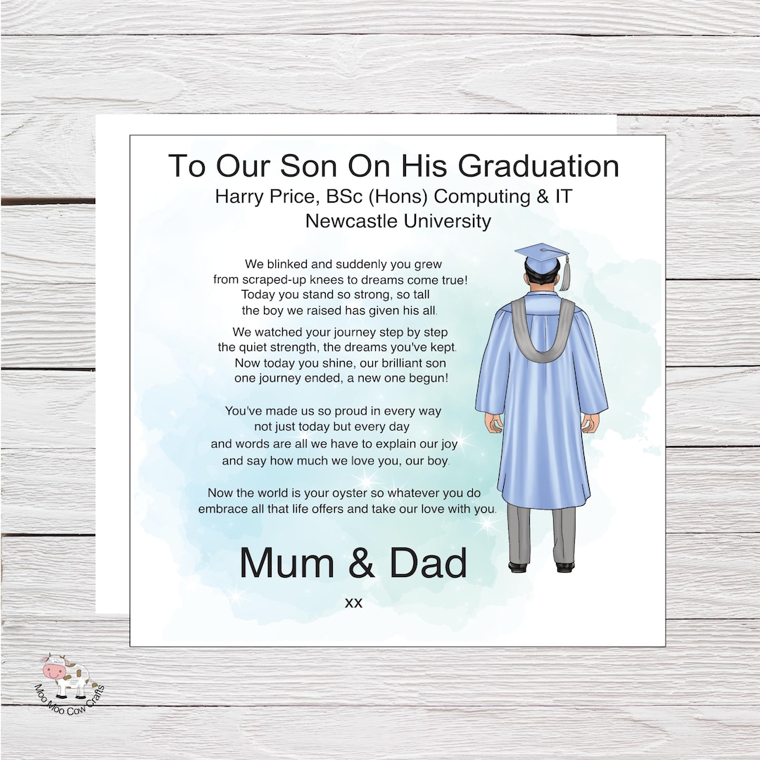 Personalised Graduation Card For Son Grandson University Graduate