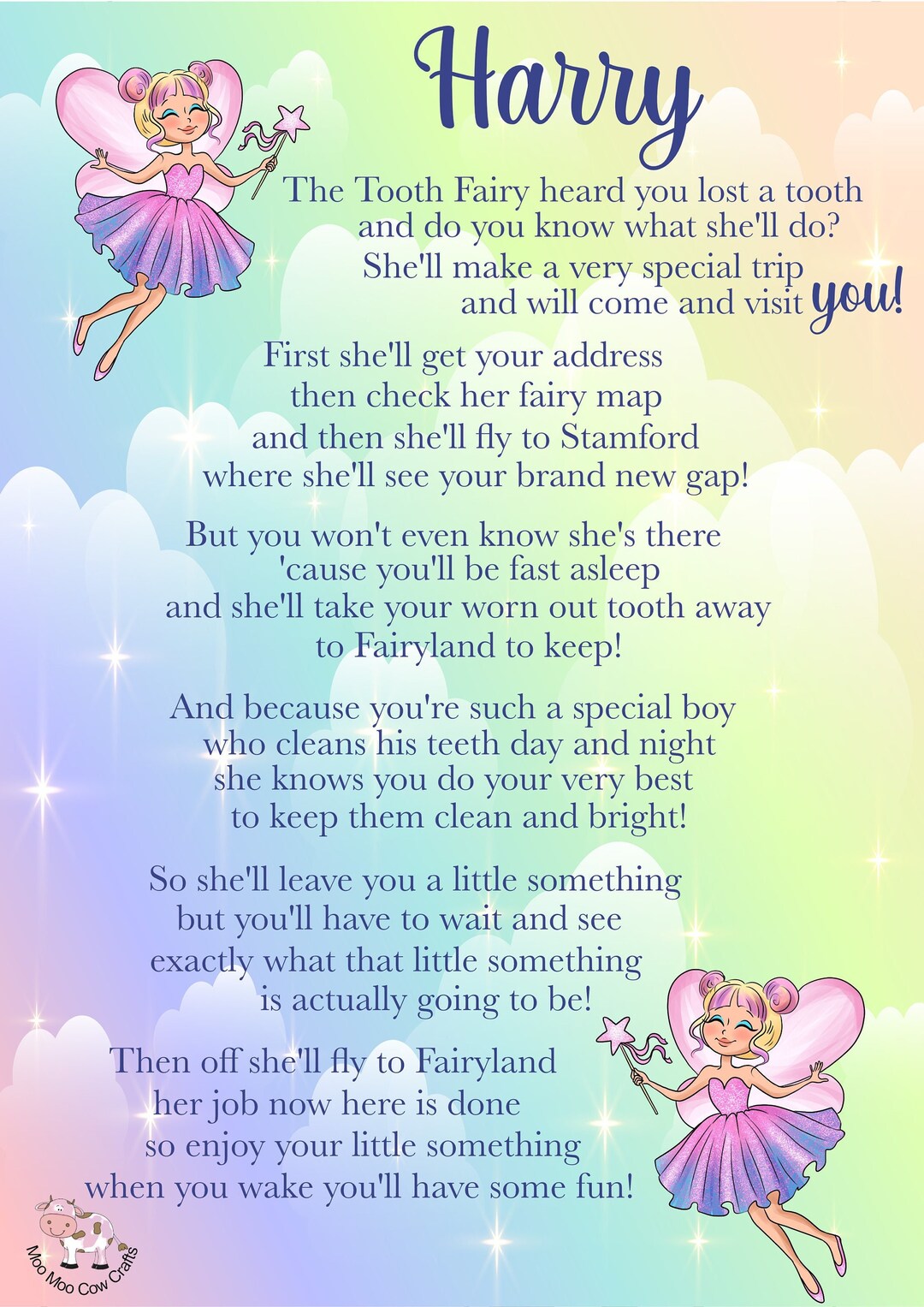 Tooth Fairy Welcome Letter, Letter From the Tooth Fairy, Personalised ...