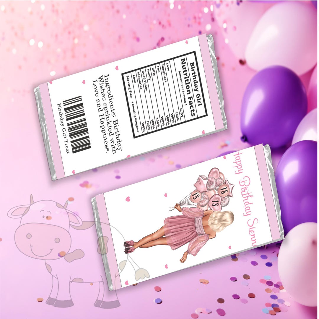 Personalised Birthday Chocolate Bar Wrapper: Fun Treat With Matching ...