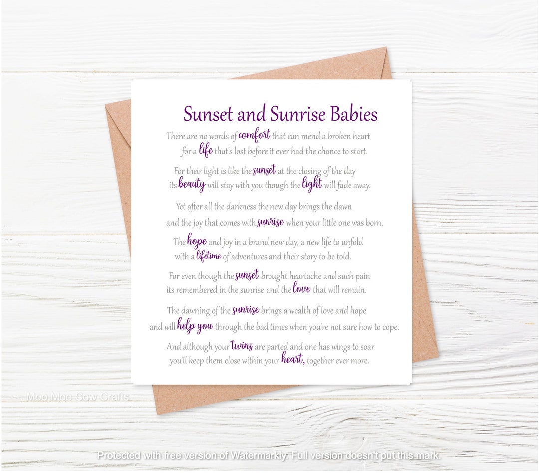 Baby Born Sleeping Card, Sunrise and Sunset Babies, Twinless Twins ...