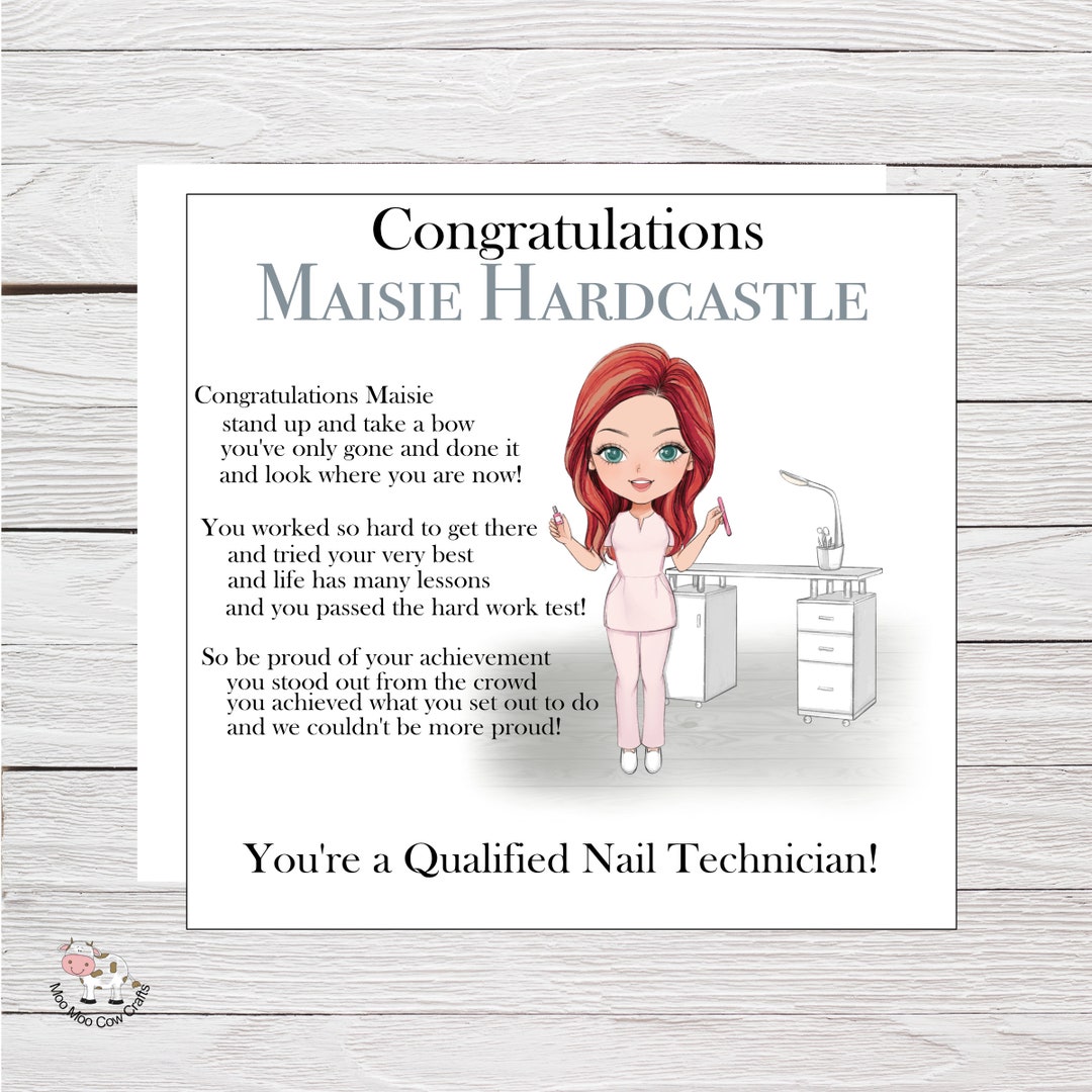 Nail Technician Congratulations Card: Personalised New Job Gift - Etsy