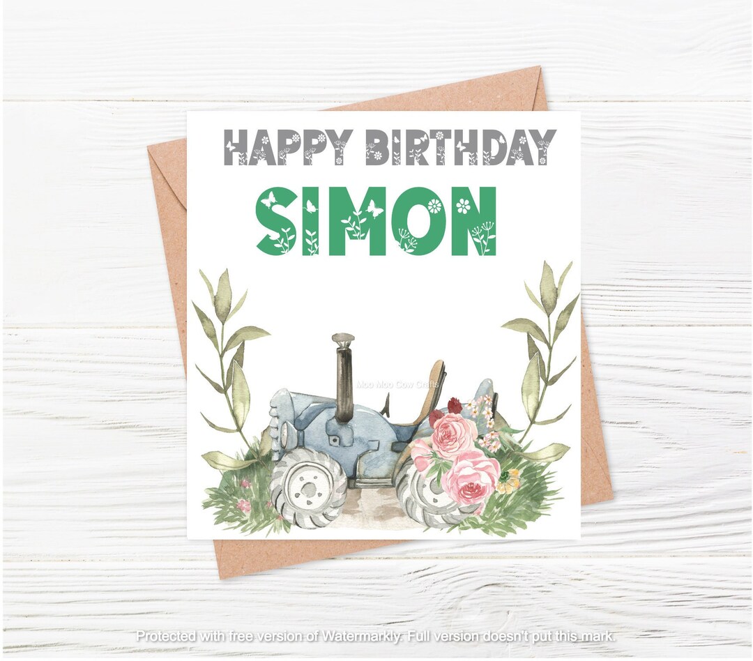 Tractor Birthday Card, Farming Birthday Card, Birthday Card for Farmer ...