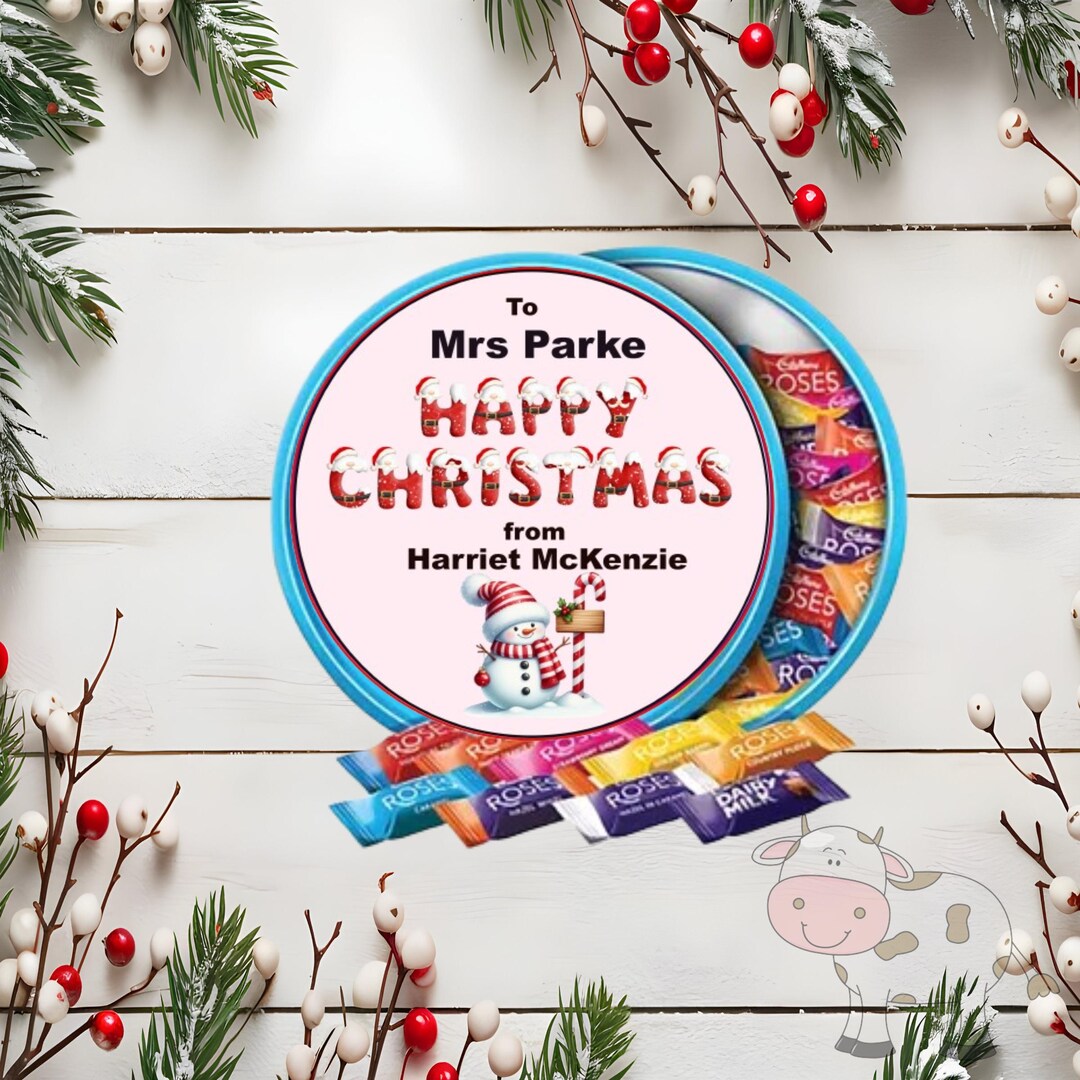 Christmas Thank You Teacher Gift, Personalised Chocolate Roses Tub ...