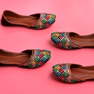 Multicoloured Handmade Mehndi Khussa Sandals | Comfortable Punjabi ...