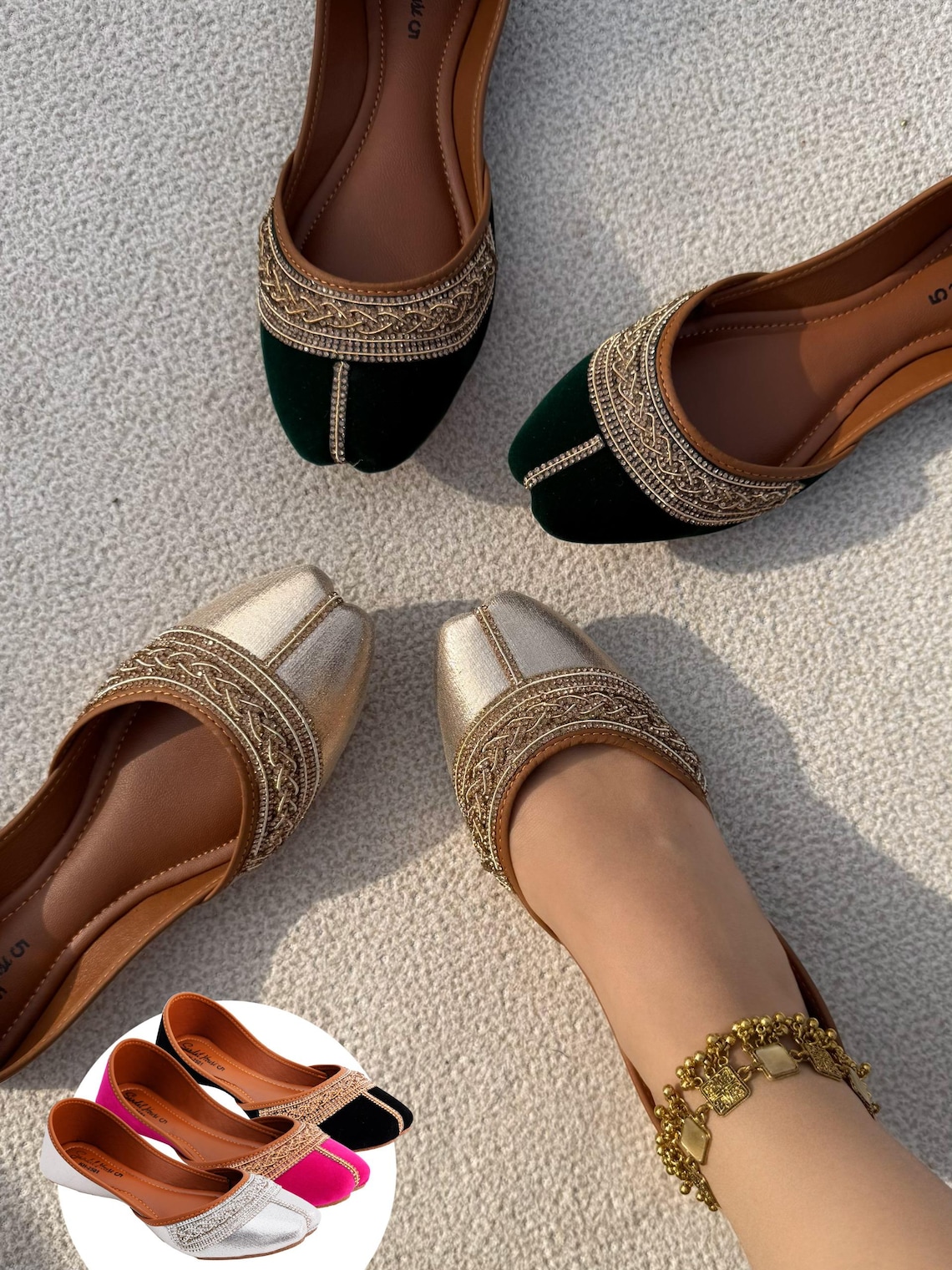Handmade Ladies Pakistani Indian Khusa Sandal | Diamonte Embroidery ...