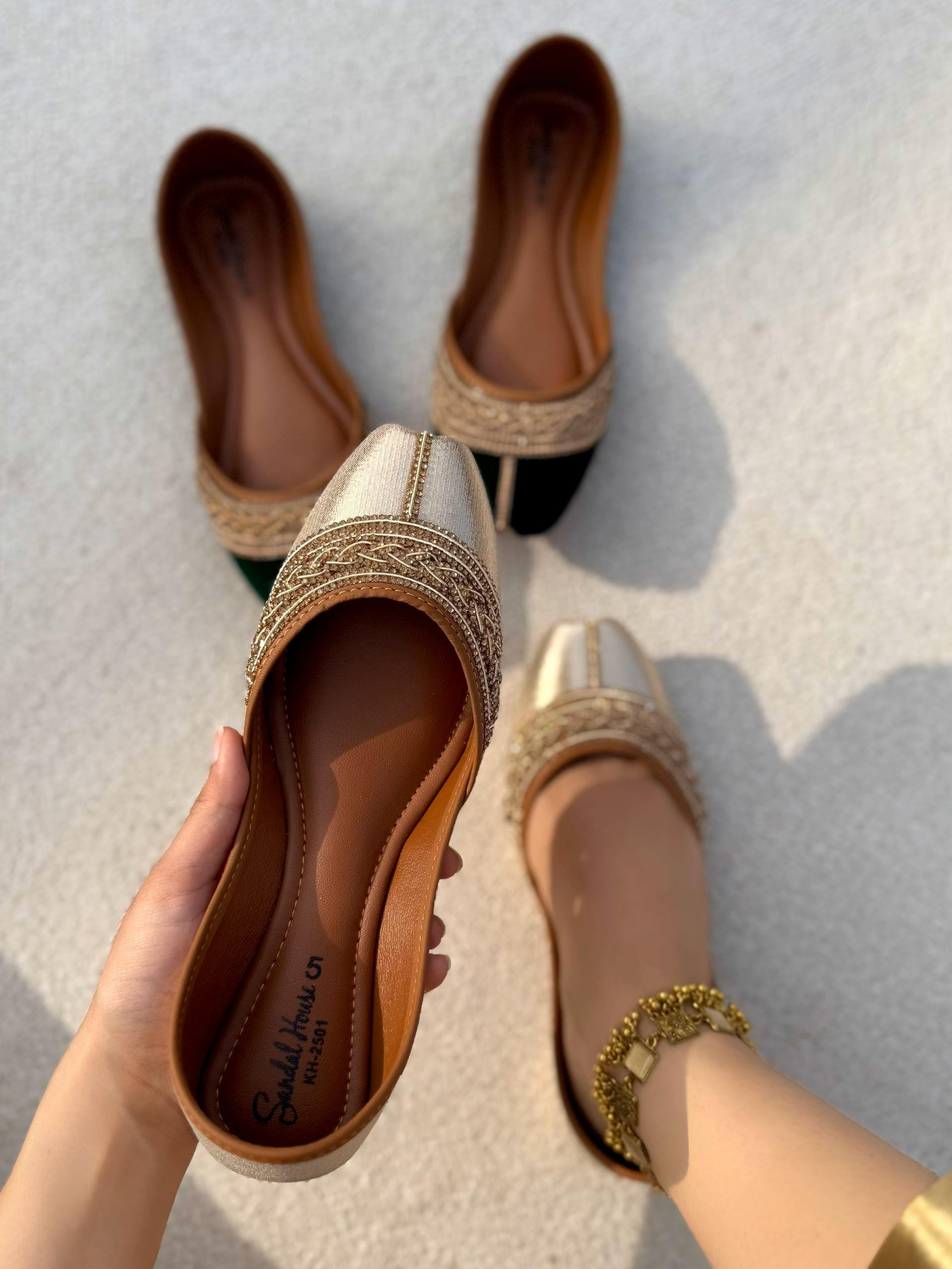 Handmade Ladies Pakistani Indian Khusa Sandal | Diamonte Embroidery ...