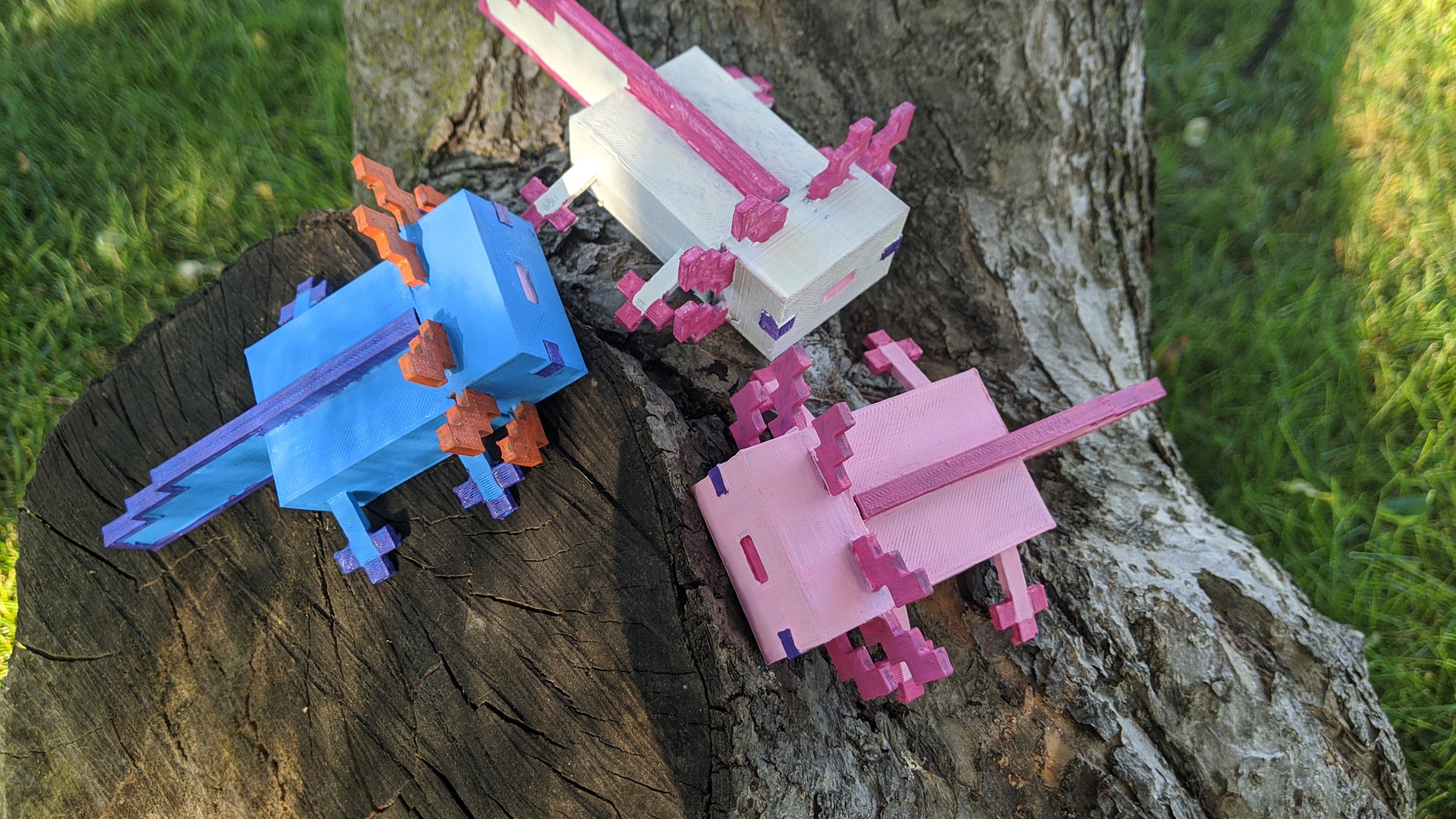 3d Printed Hand Painted Minecraft Axolotls - Etsy