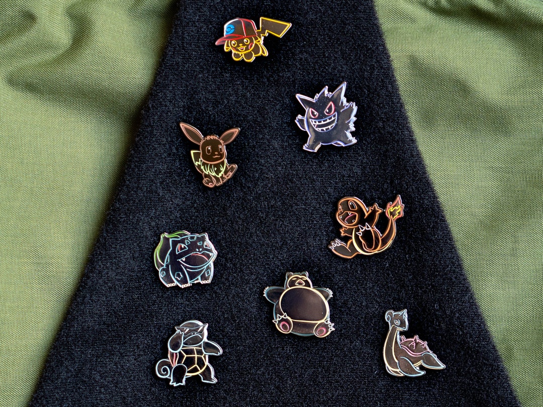 Neon Glow Poke Enamel Pins - Etsy