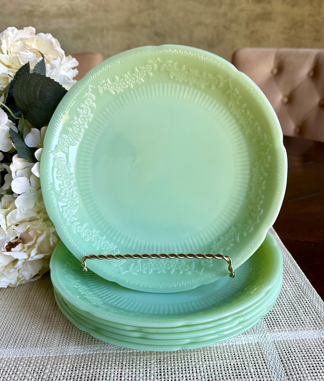 VINTAGE JADEITE PLATES: Anchor Hocking Fire-king alice Pattern Jadeite ...