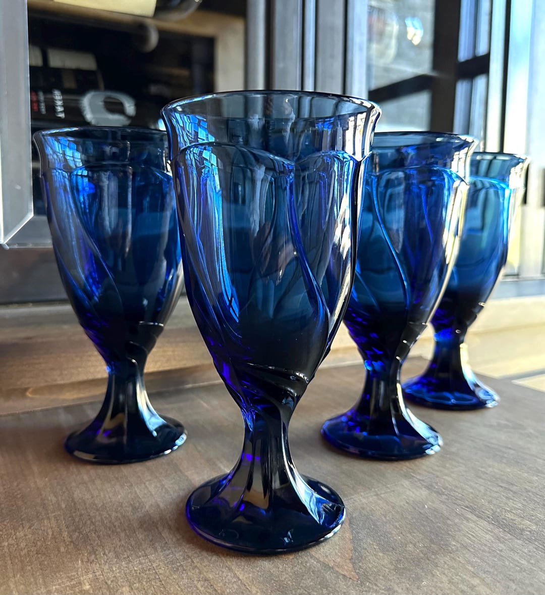 VINTAGE BLUE GLASSWARE: Noritake “sweet Swirl” Midnight Blue Iced Tea ...