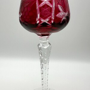 RED CRYSTAL GLASS: Vintage Cranberry Red Cut to Clear Crystal Wine ...