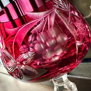 RED CRYSTAL GLASS: Vintage Cranberry Red Cut to Clear Crystal Wine ...