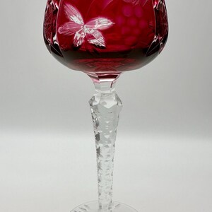 RED CRYSTAL GLASS: Vintage Cranberry Red Cut to Clear Crystal Wine ...