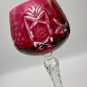 RED CRYSTAL GLASS: Vintage Cranberry Red Cut to Clear Crystal Wine ...