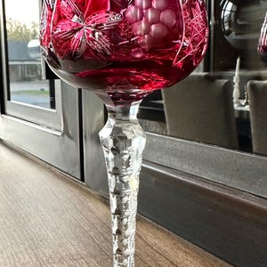 RED CRYSTAL GLASS: Vintage Cranberry Red Cut to Clear Crystal Wine ...