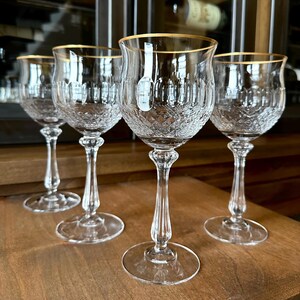 VINTAGE CRYSTAL GLASSES: Mikasa "gold Crown" Gold Rim Water Goblets ...