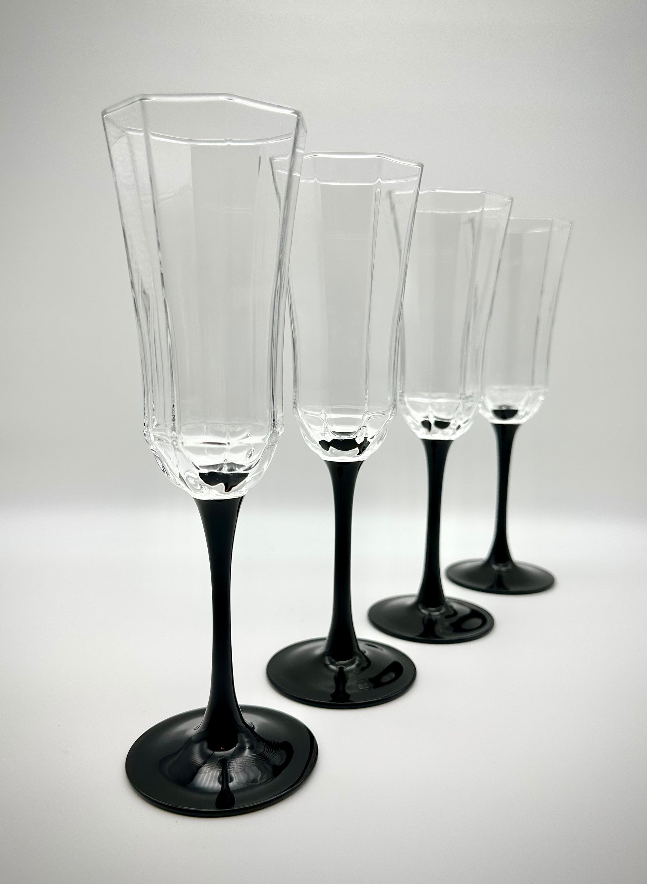 VINTAGE CHAMPAGNE FLUTES: Luminarc "octime" Pattern by Arcoroc ...