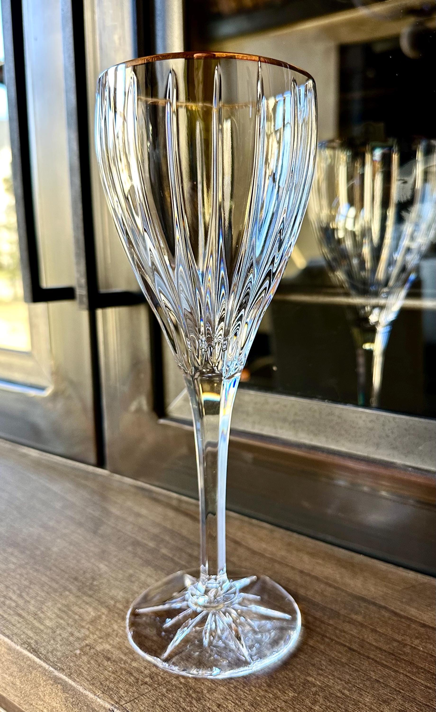 VINTAGE CRYSTAL GLASSES: Mikasa "golden Tiara" Gold Rim Water Goblets ...