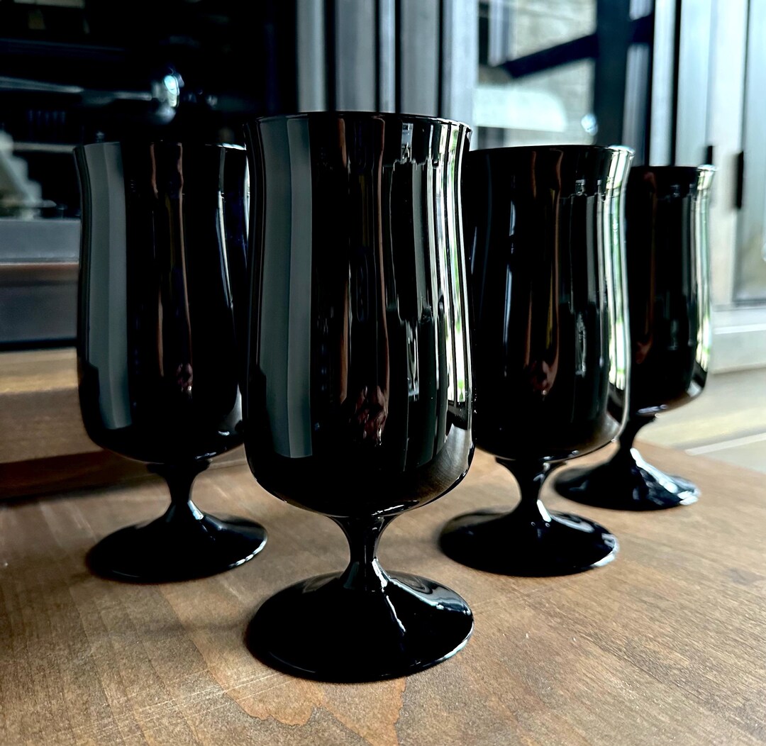 VINTAGE BLACK GLASSES: Lenox "midnight Mood" Black Iced Tea Glasses ...