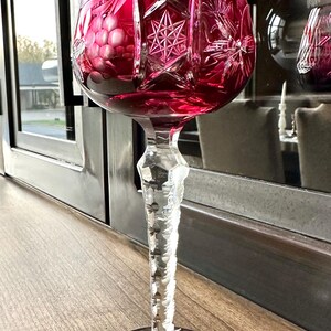 RED CRYSTAL GLASS: Vintage Cranberry Red Cut to Clear Crystal Wine ...