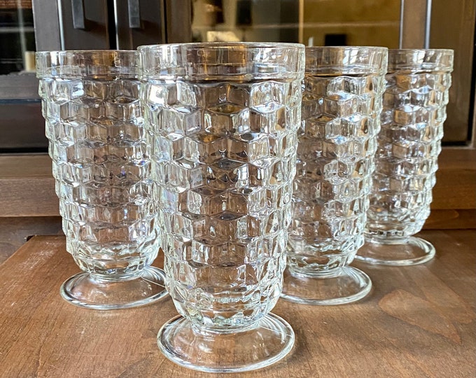 Colony Whitehall Tumblers Vintage Indiana Glass Clear Footed Tumblers