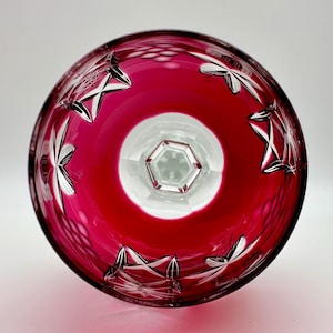 RED CRYSTAL GLASS: Vintage Cranberry Red Cut to Clear Crystal Wine ...