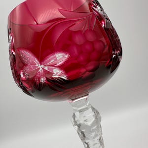 RED CRYSTAL GLASS: Vintage Cranberry Red Cut to Clear Crystal Wine ...