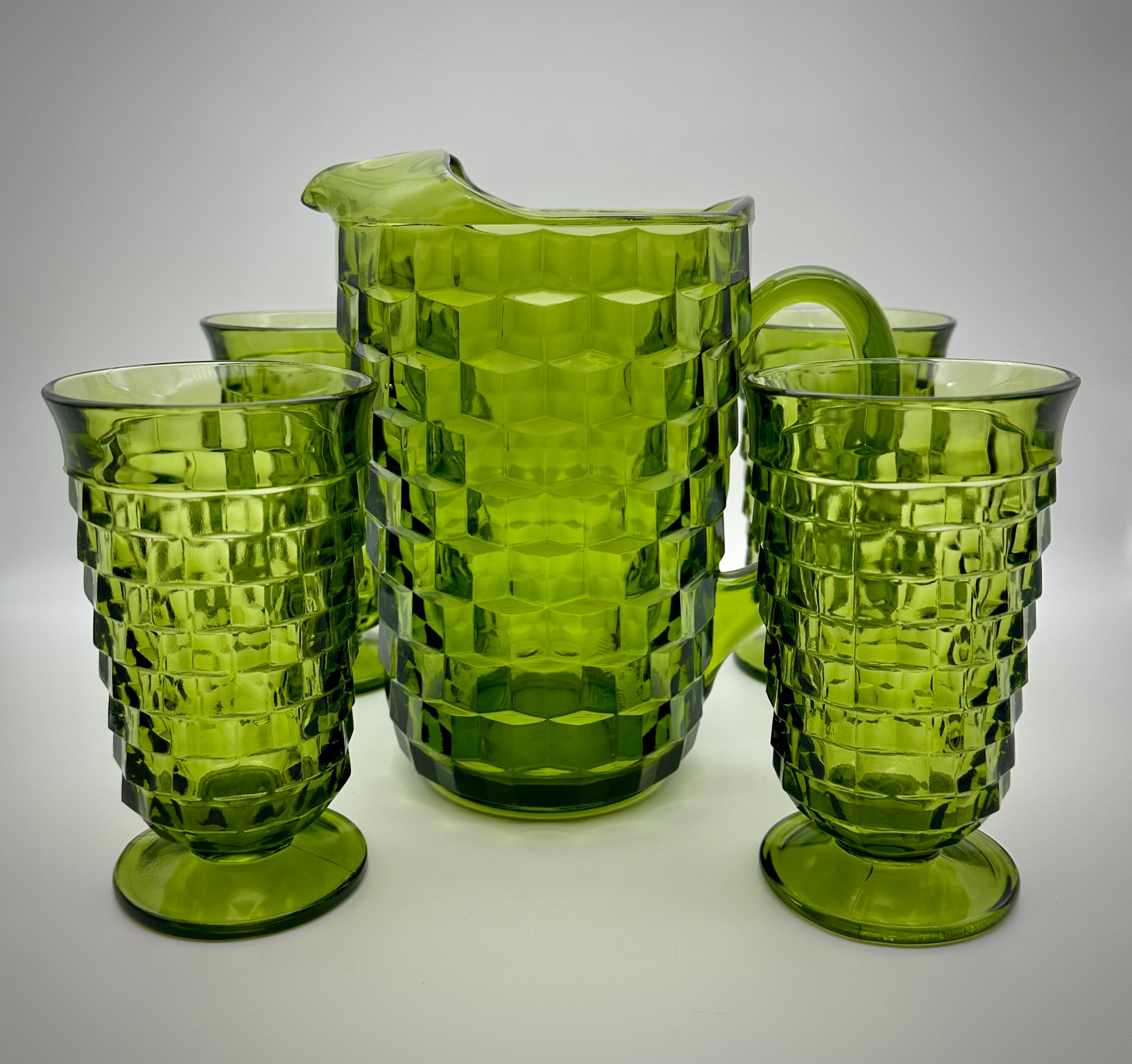 VINTAGE GREEN GLASSES: Indiana Glass Co Colony Whitehall Green - Etsy