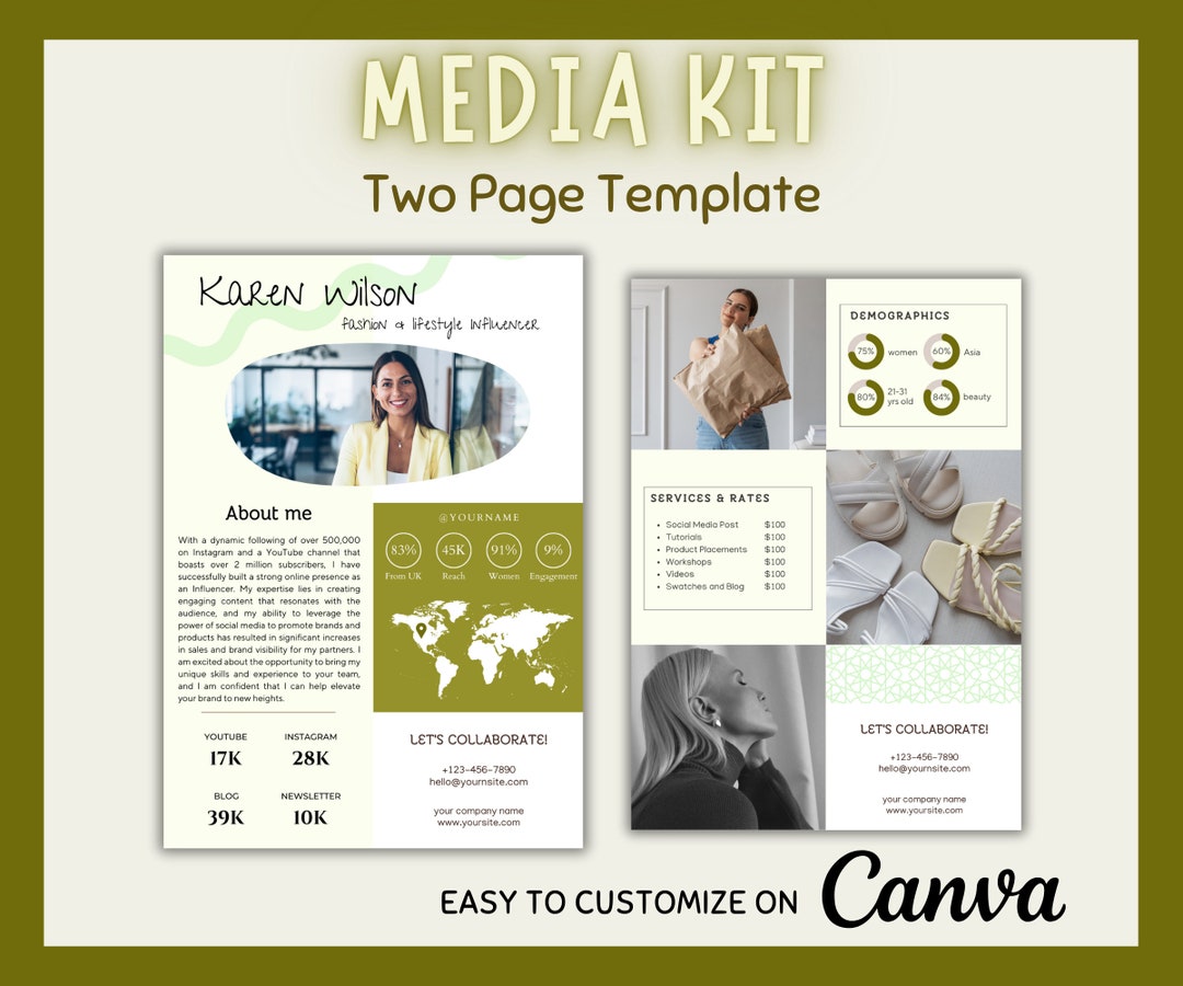 MEDIA KIT Template Canva, Press Kit, Influencer Micro Influencers, Social Media Press Kit - Etsy