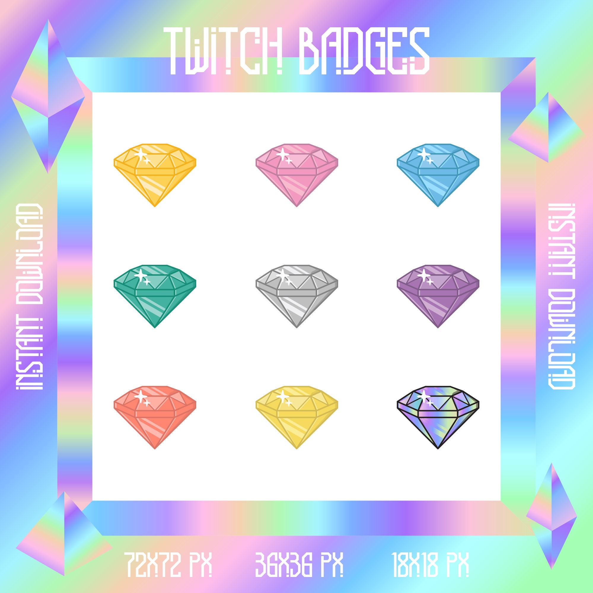Diamond Twitch Sub Badges Panels Loyalty Bit Crystal | Etsy