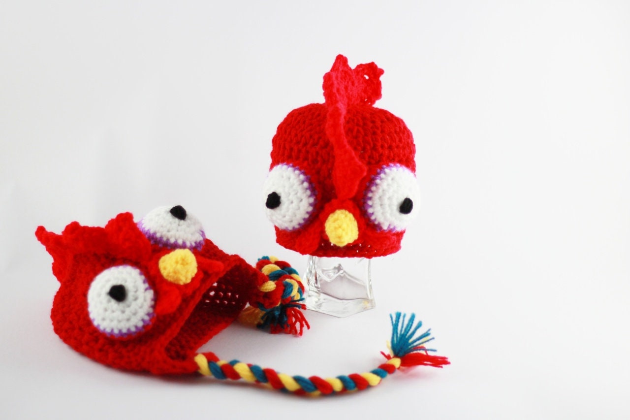 Crochet Red Rooster Hat Hei Hei Inspired Hat Handmade Chicken Hat Photo ...