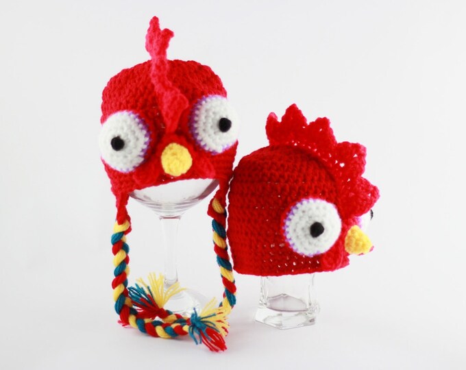 Crochet Red Rooster Hat Hei Hei Inspired Hat Handmade Chicken Hat Photo ...