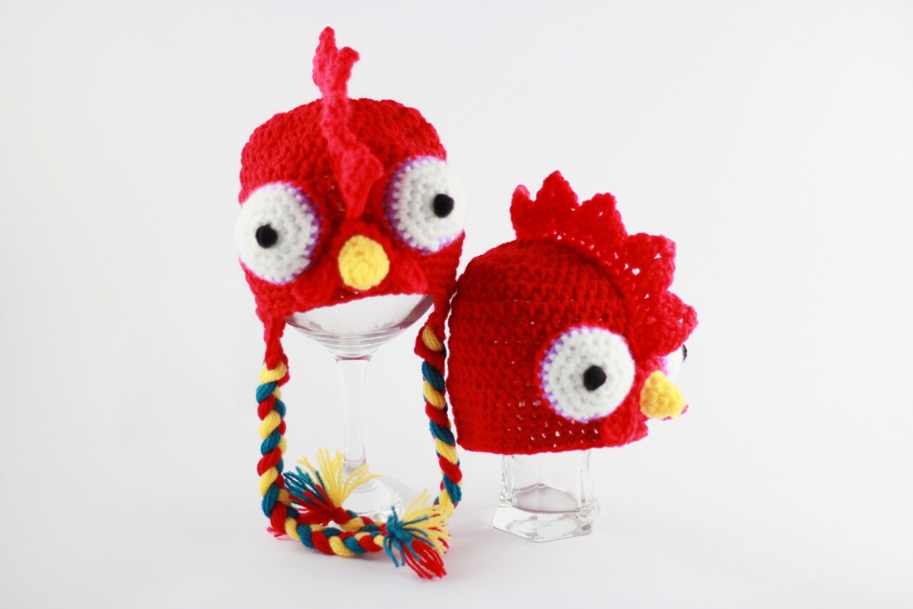 Crochet Red Rooster Hat Hei Hei Inspired Hat Handmade Chicken Hat Photo ...