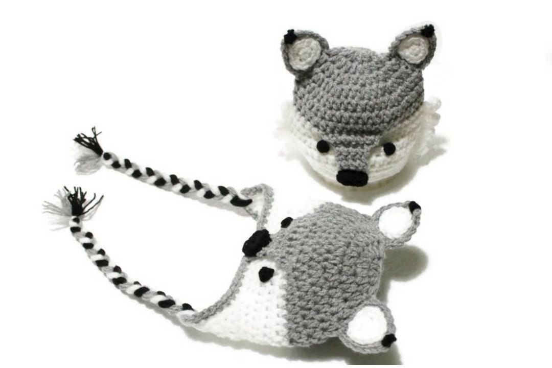 Crochet Gray Wolf Hat : Handmade Woodland Beanie - Etsy