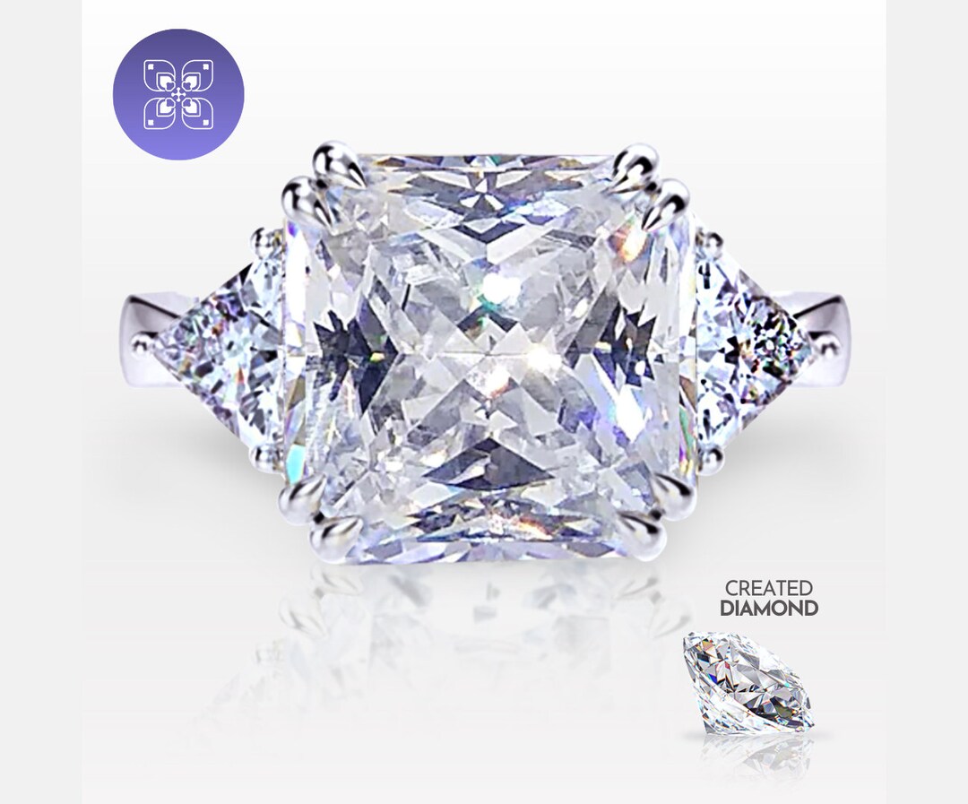 10 Carat Princess Cut Lab Created Diamond Engagement Ring Wedding Ring ...