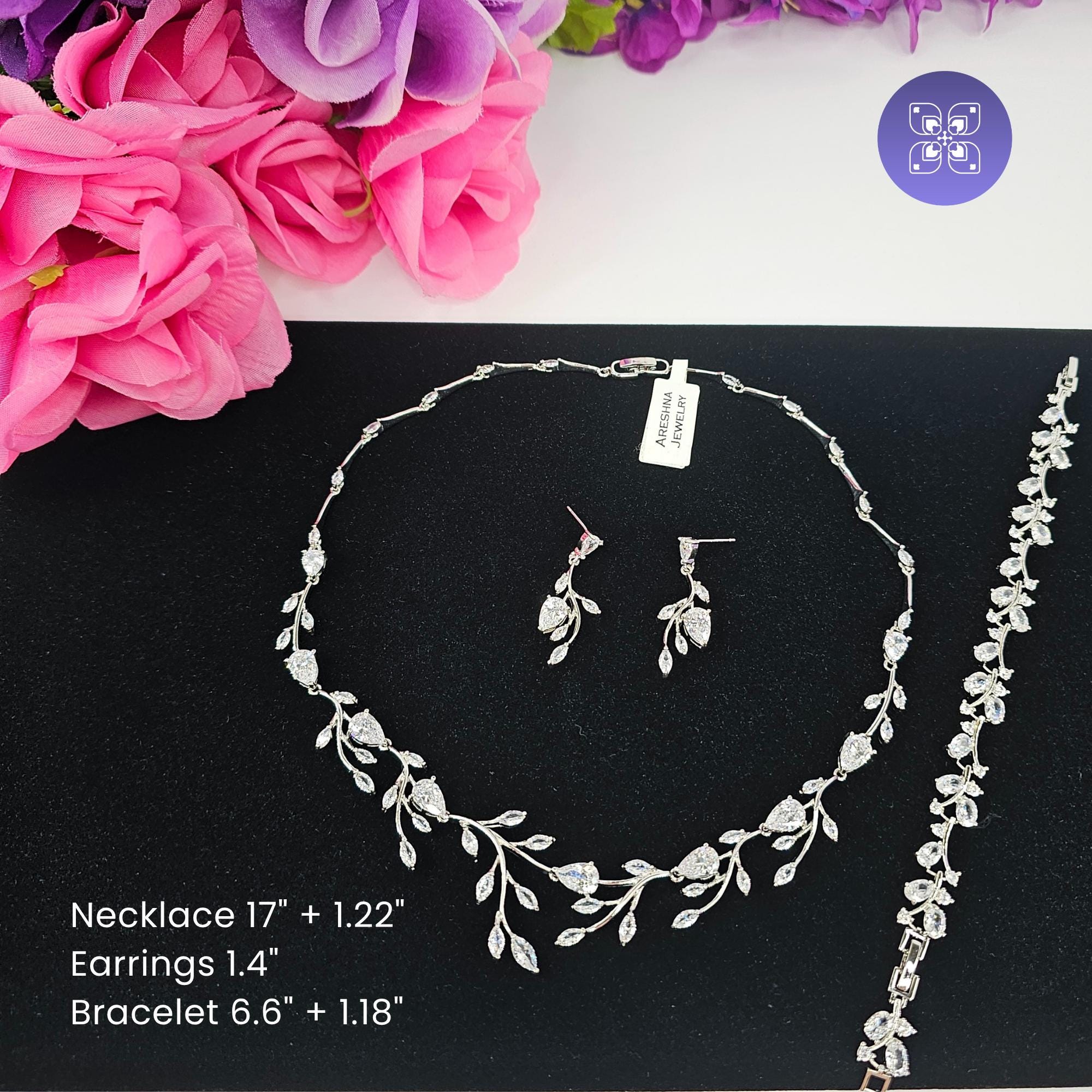 THE VIVIAN • Mother of the Bride Leaf Jewelry Set: Diamond and ...