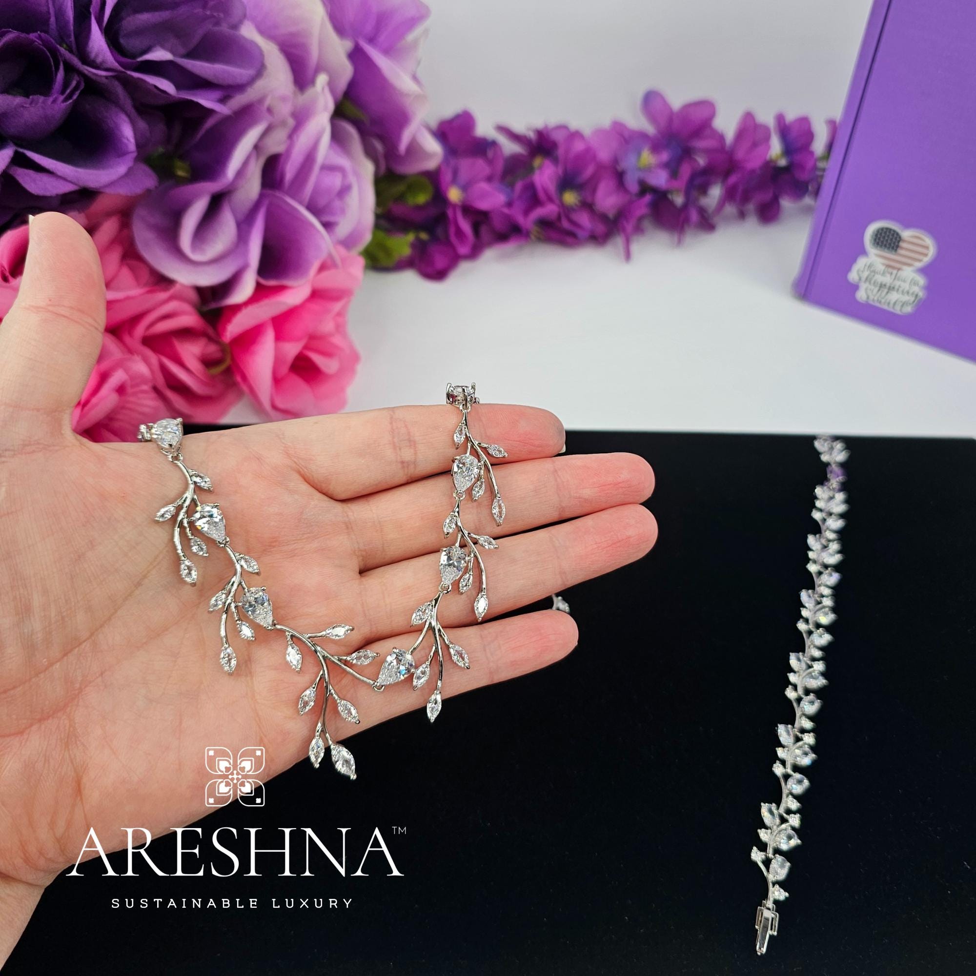 THE VIVIAN • Mother of the Bride Leaf Jewelry Set: Diamond and ...