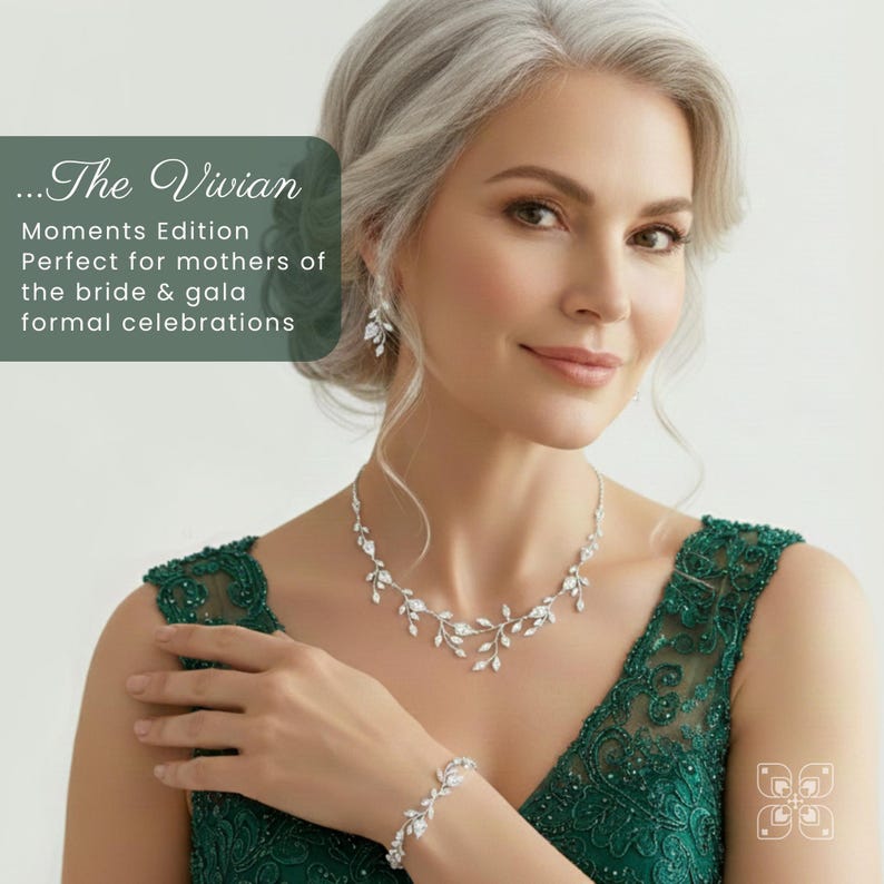 Mother of the Bride Jewelry Set: White Gold Diamond Leaves Vine ...