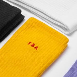 Embroidered Initial Socks: Personalised Customisable Cotton Crew Socks ...