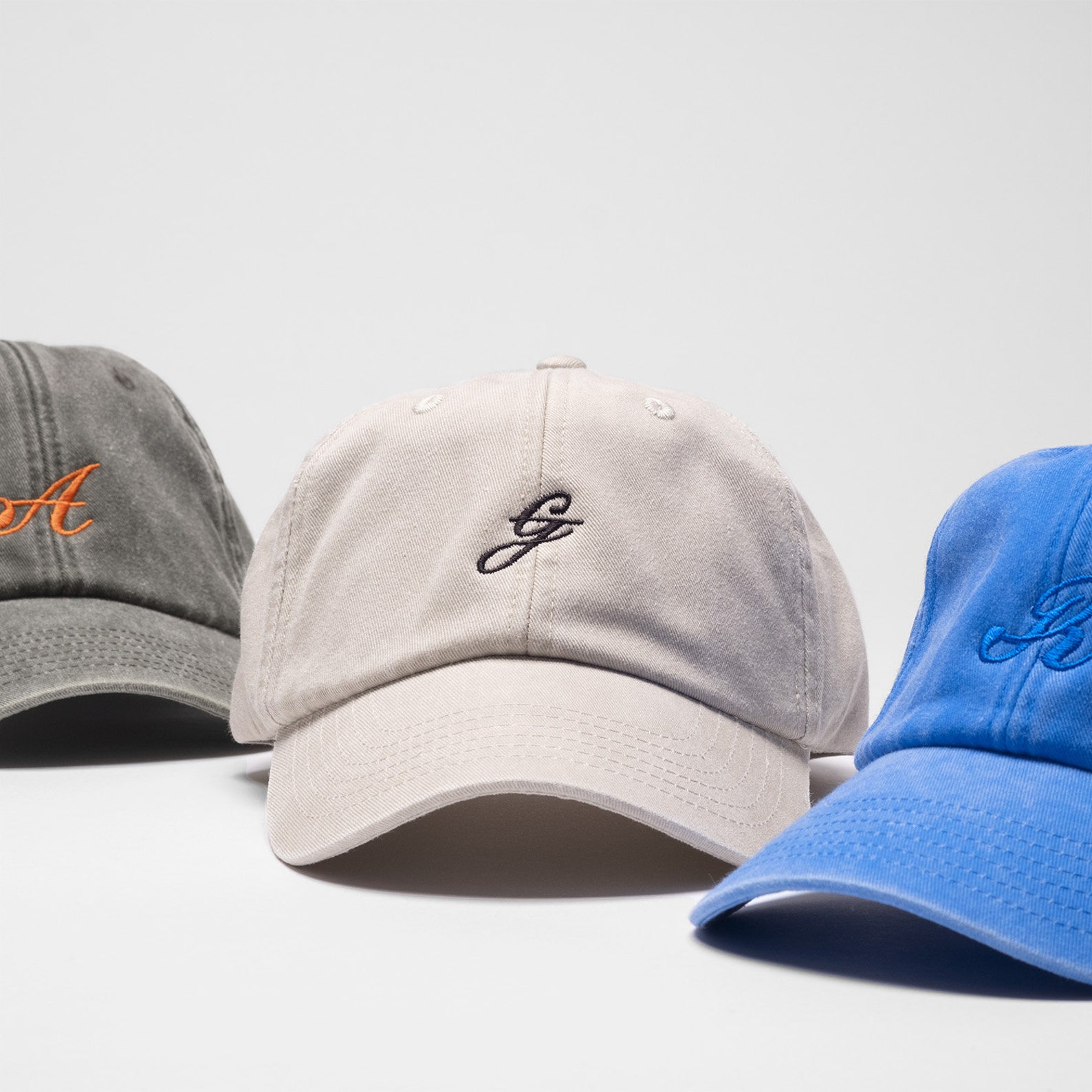 Custom Embroidered Initial Baseball Cap: Vintage Washed Cotton Dad Hat ...