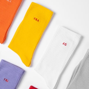 Embroidered Initial Socks: Personalised Customisable Cotton Crew Socks ...