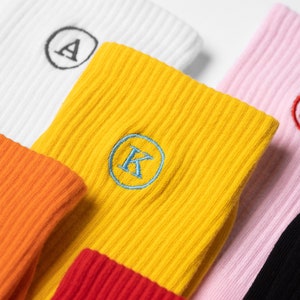 Embroidered Initial Socks: Custom Letter Cotton Crew Socks - Etsy