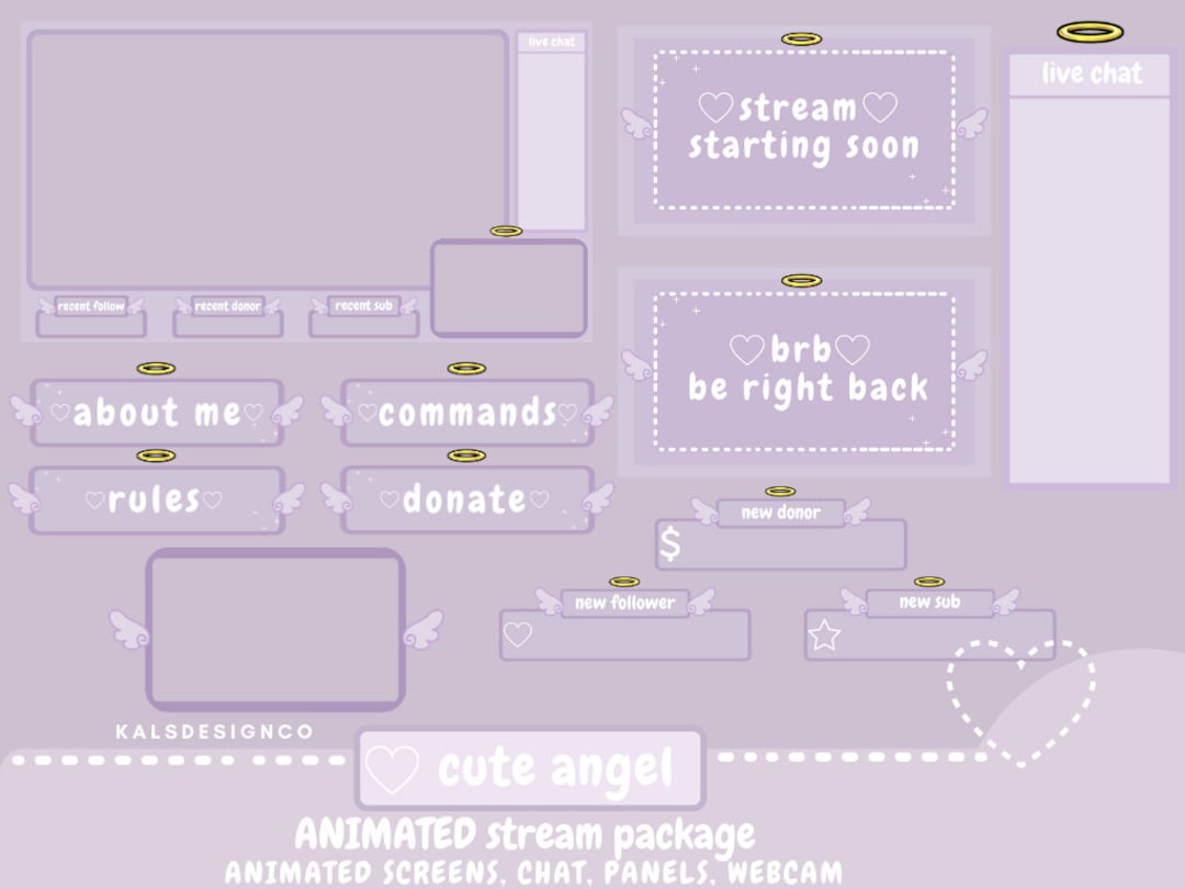 ANIMATED Cute Twitch Stream Package!! Cute Angel / Aesthetic / Custom ...
