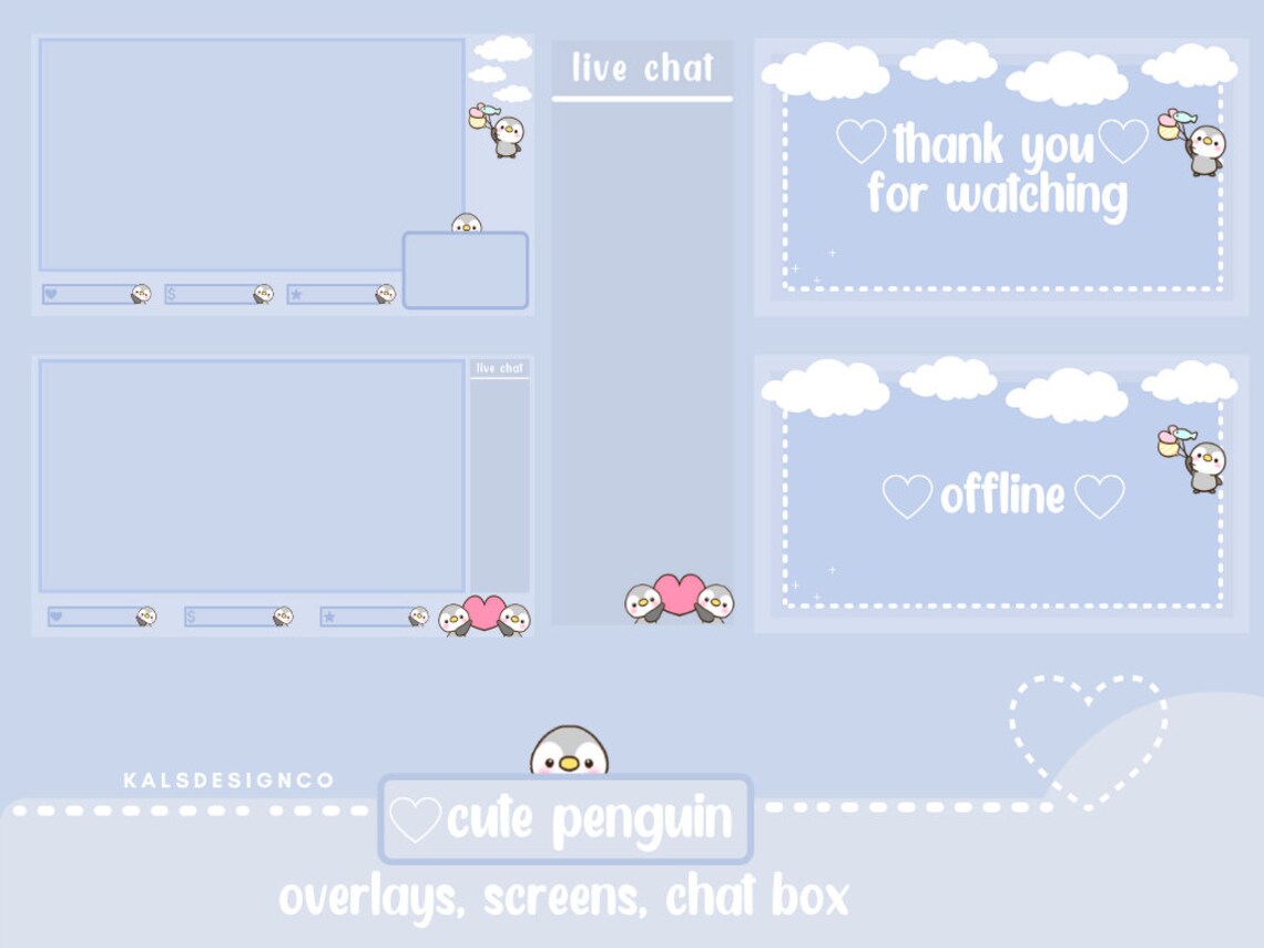 ANIMATED Cute Twitch Stream Package Cute Penguin / Aesthetic / Custom ...