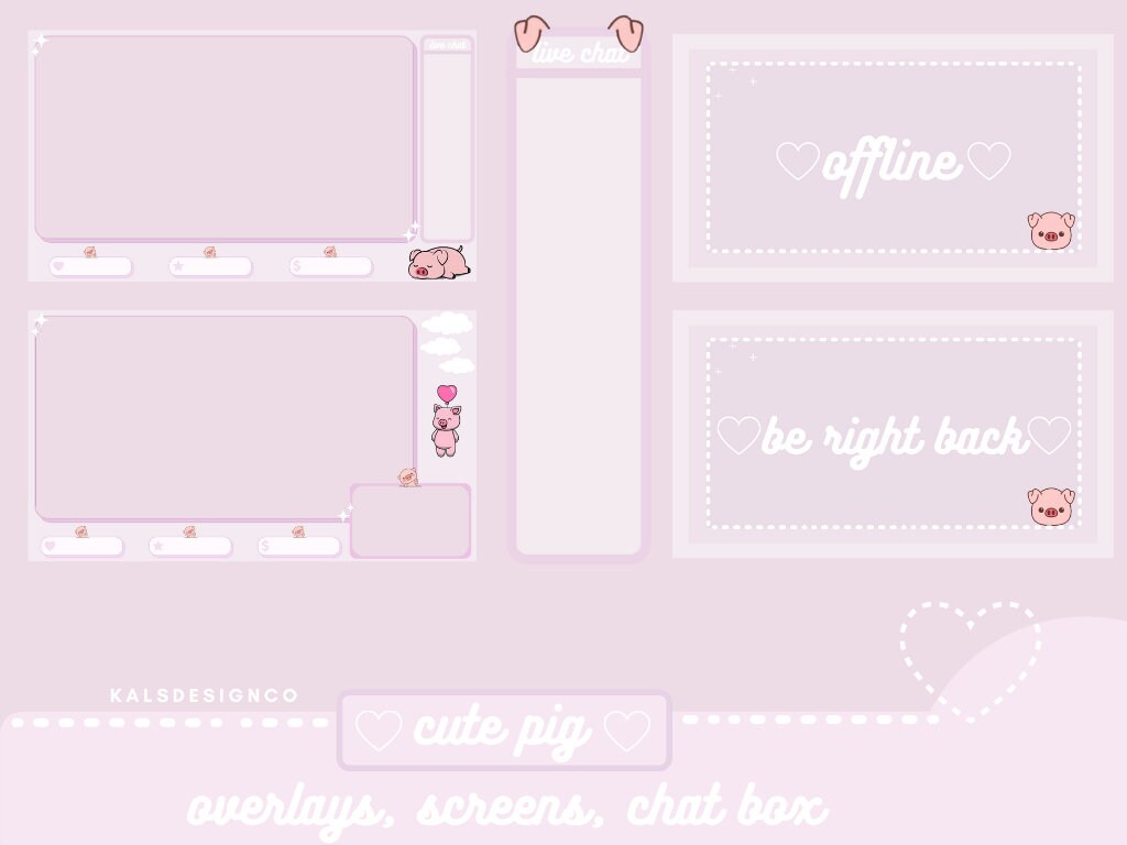 ANIMATED Cute Twitch Stream Package!! Cute Pig / Aesthetic / Custom ...